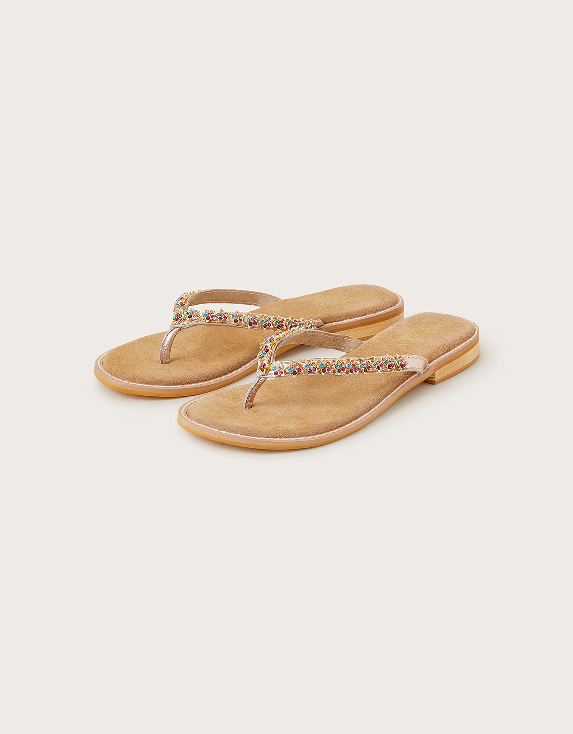 Diamante Suede Flip Flops Multi