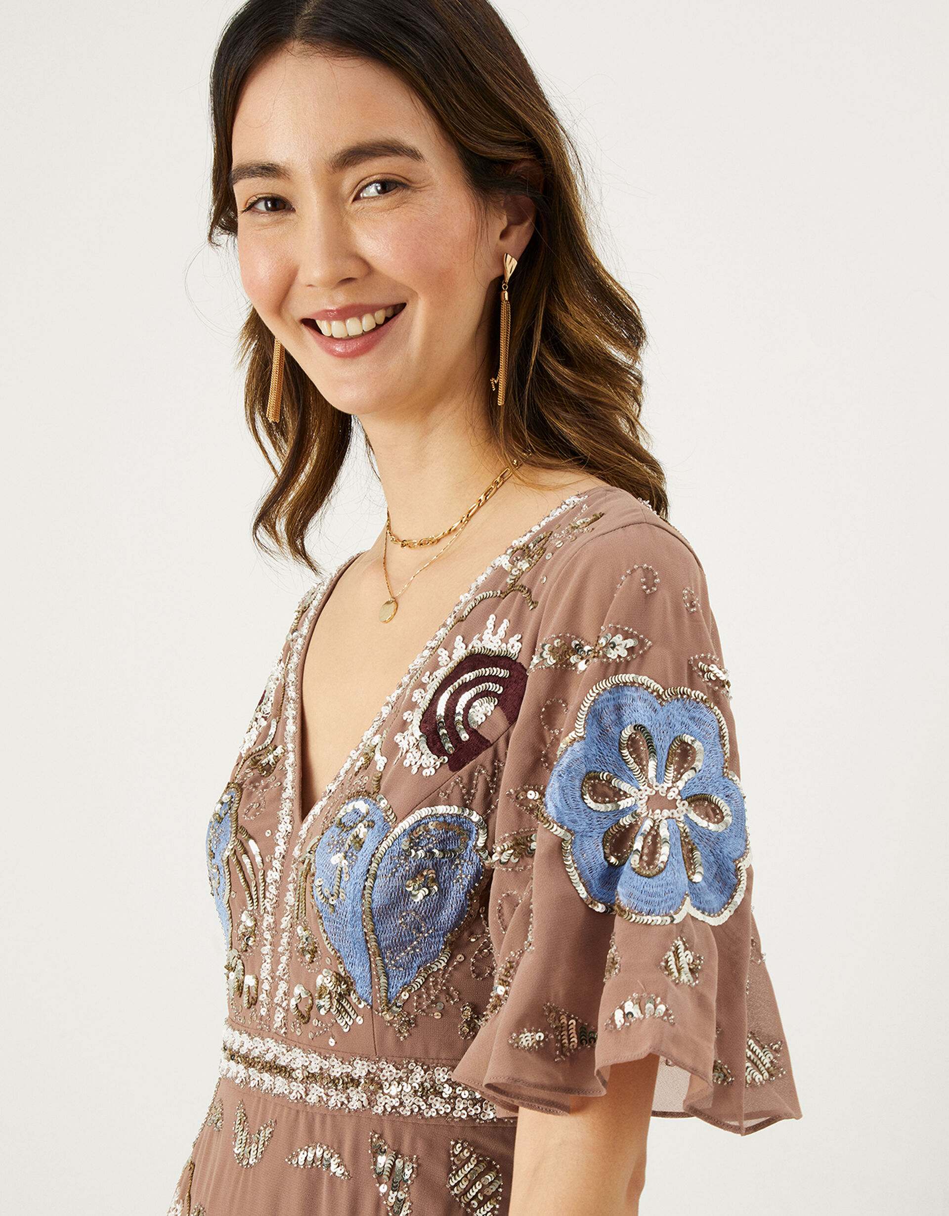 Blakely Embellished Maxi Dress with Recycled Polyester Pink