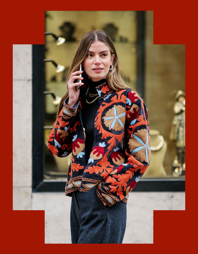 Moliin Claudia Embroidered Velvet Jacket Multi