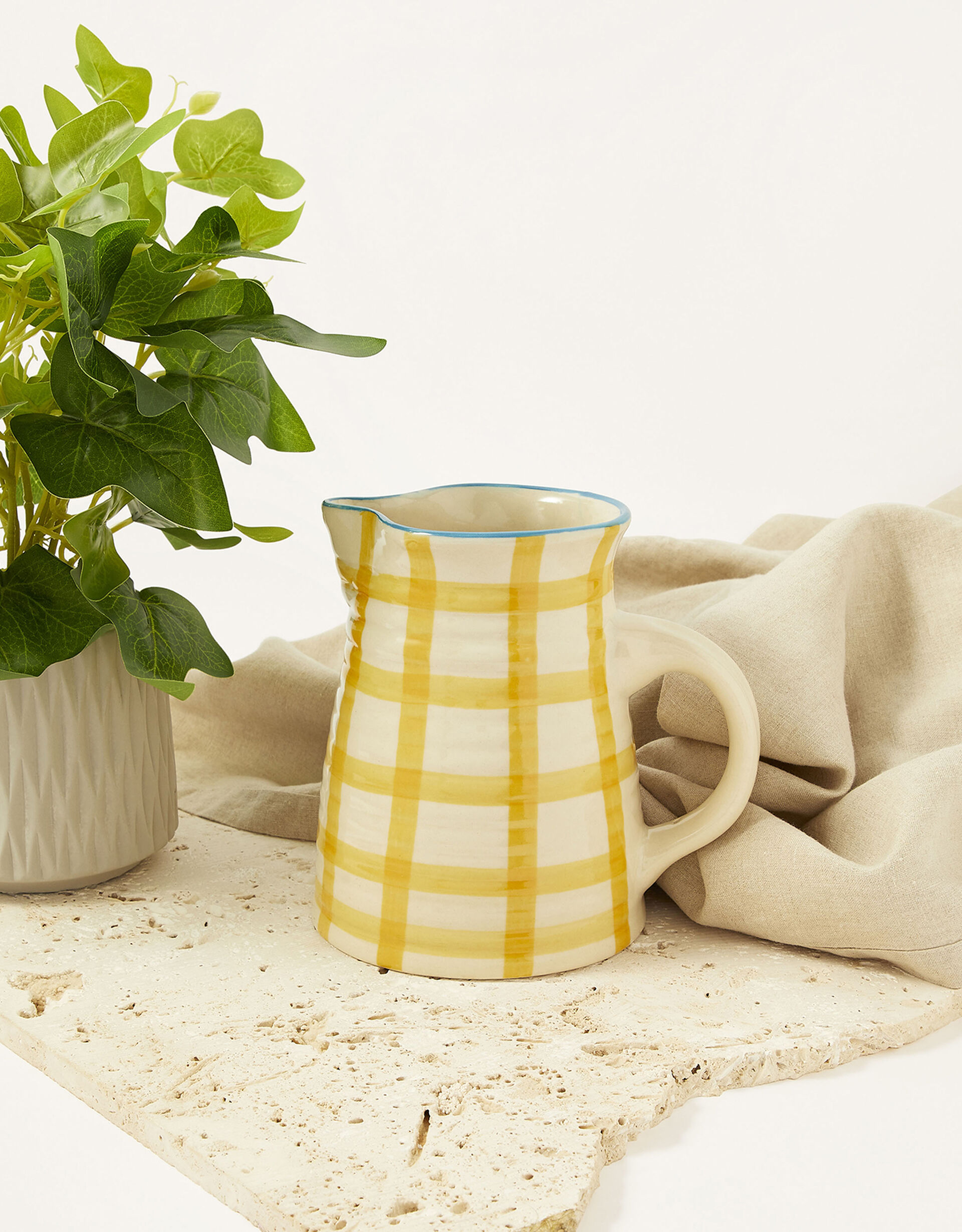 Check Print Ceramic Jug | Crockery | Monsoon UK.