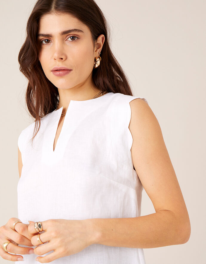 Plain Tank Top in Pure Linen White | Vests, Camisoles And Sleeveless ...