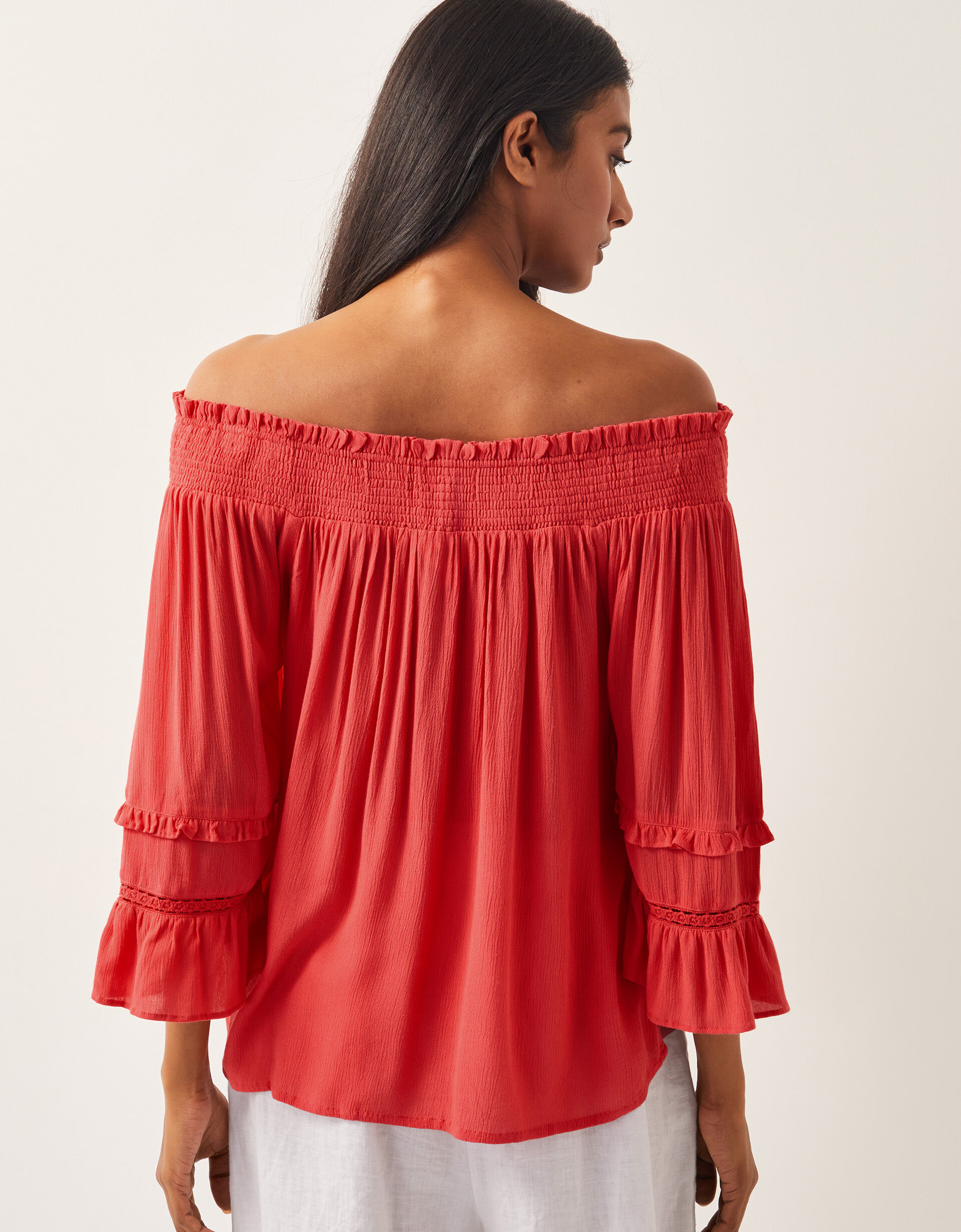 Ava Off-The-Shoulder Smock Top Pink | Tops & T-shirts | Monsoon UK.