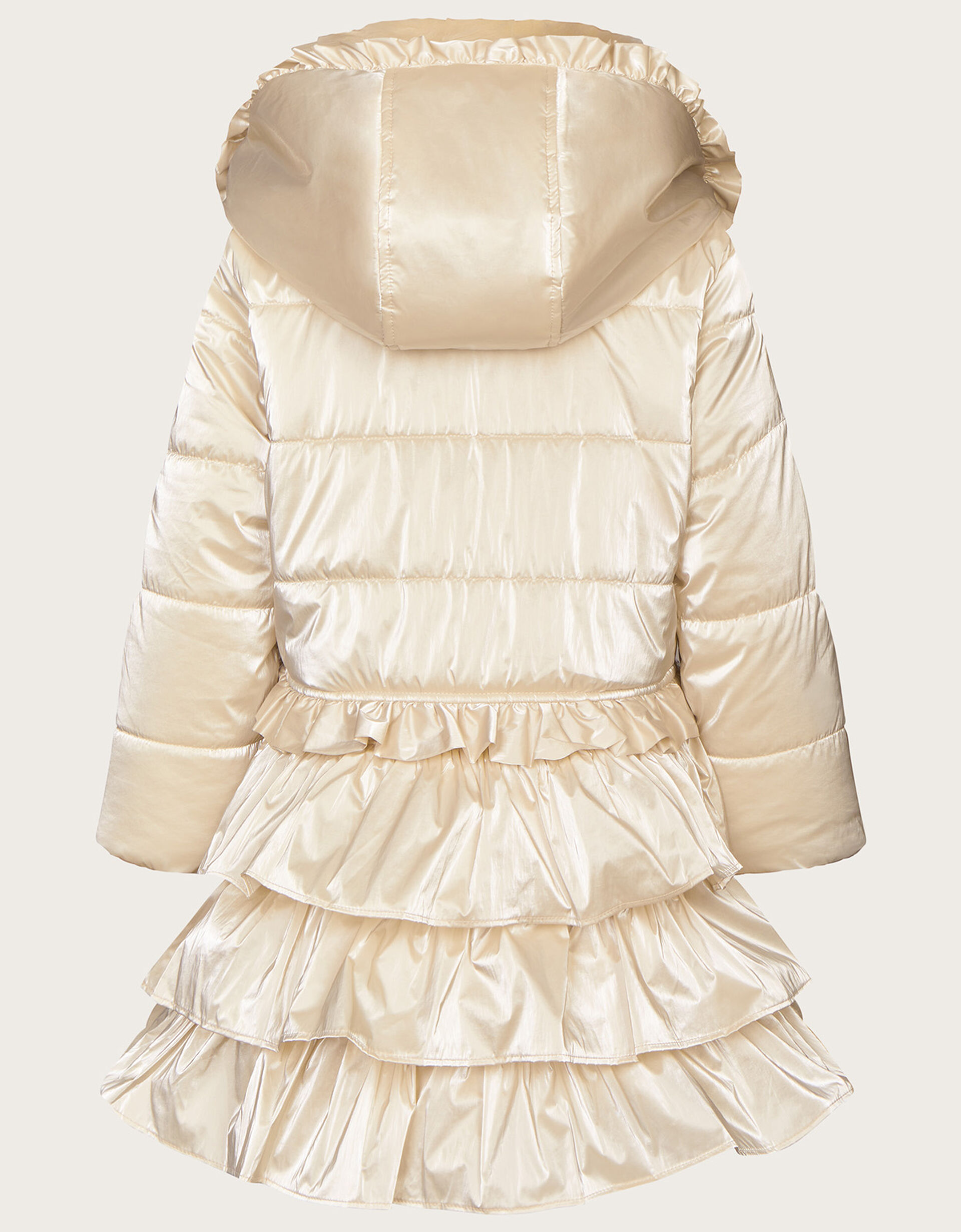 Metallic Ruffle Tiered Padded Coat Natural | Girls' Coats & Jackets ...