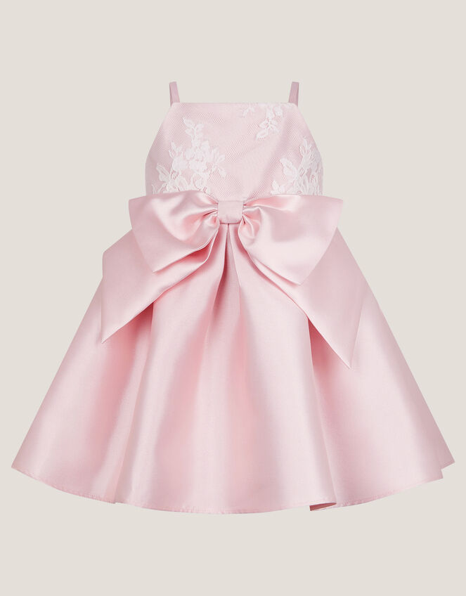 Baby Juniper Satin Lace Bow Bridesmaid Dress Pink | Baby Girl Dresses ...