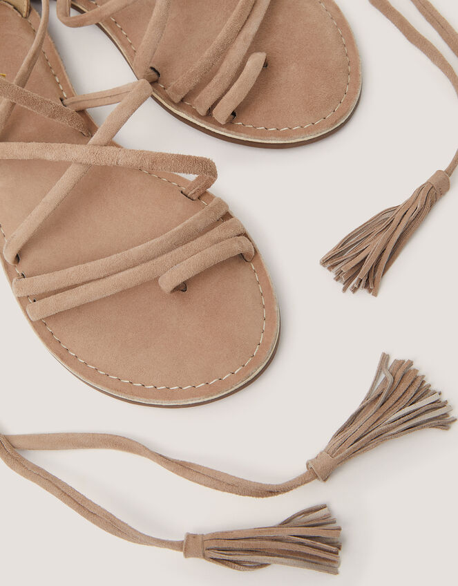 Gia Tassel Strap Suede Sandals Natural | Women's Shoes | Monsoon UK.
