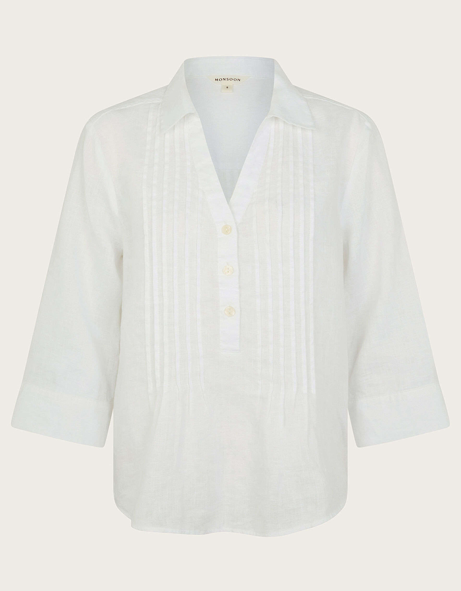 Elsie Pintuck Linen Blouse White | Tops & T-shirts | Monsoon UK.