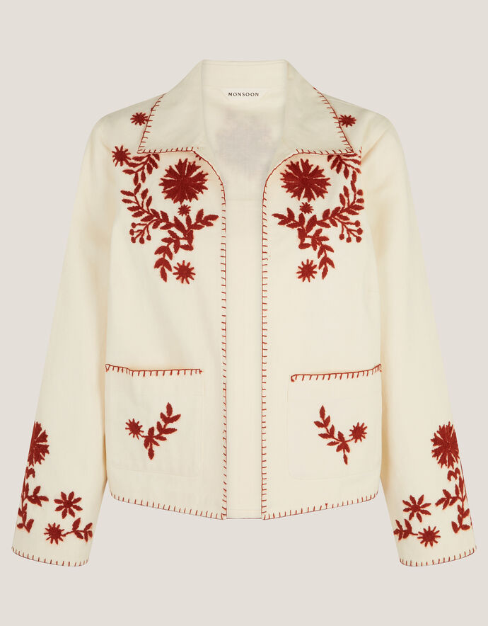 Emilia Floral Embroidered Jacket Ivory | Women's Jackets | Monsoon UK.