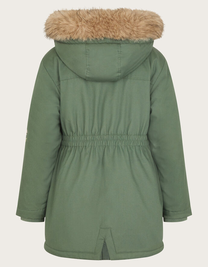Embroidered Butterfly Parka Green