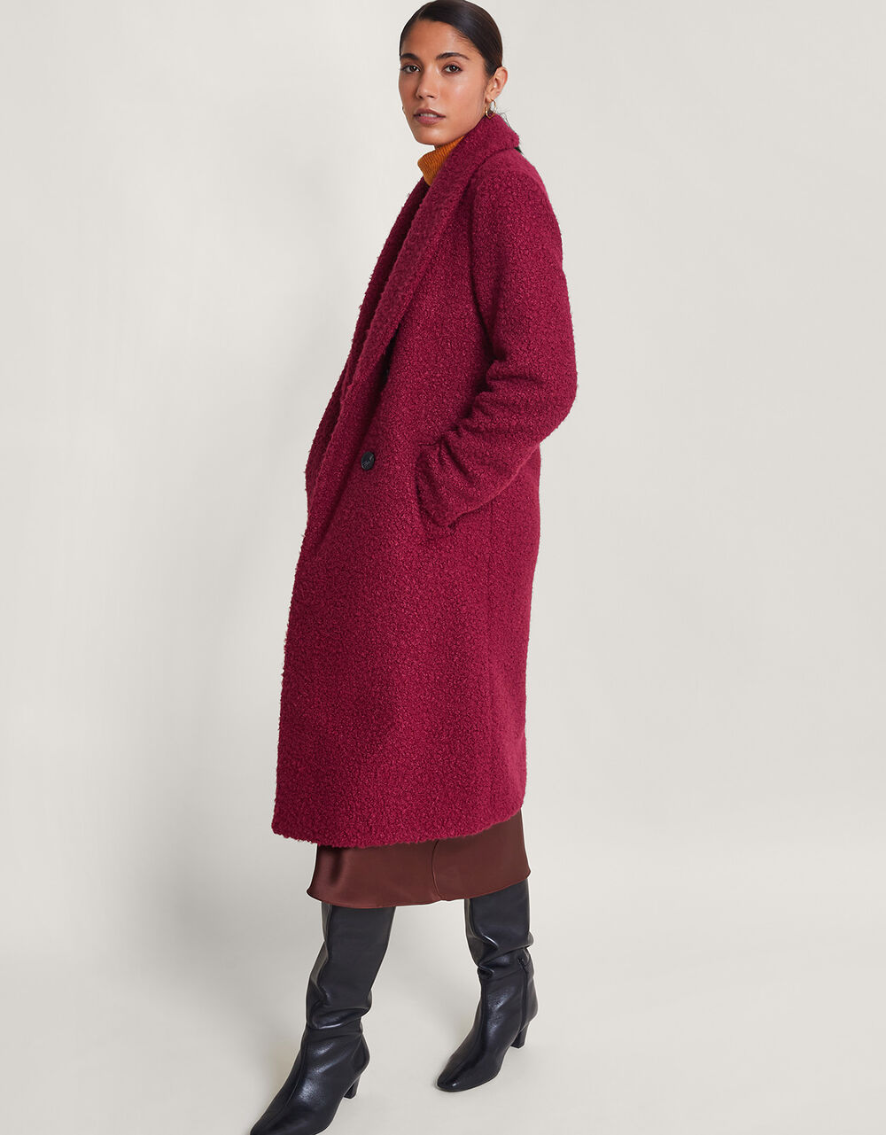 Bobbie Boucle Coat Red | Women's Coats | Monsoon UK.
