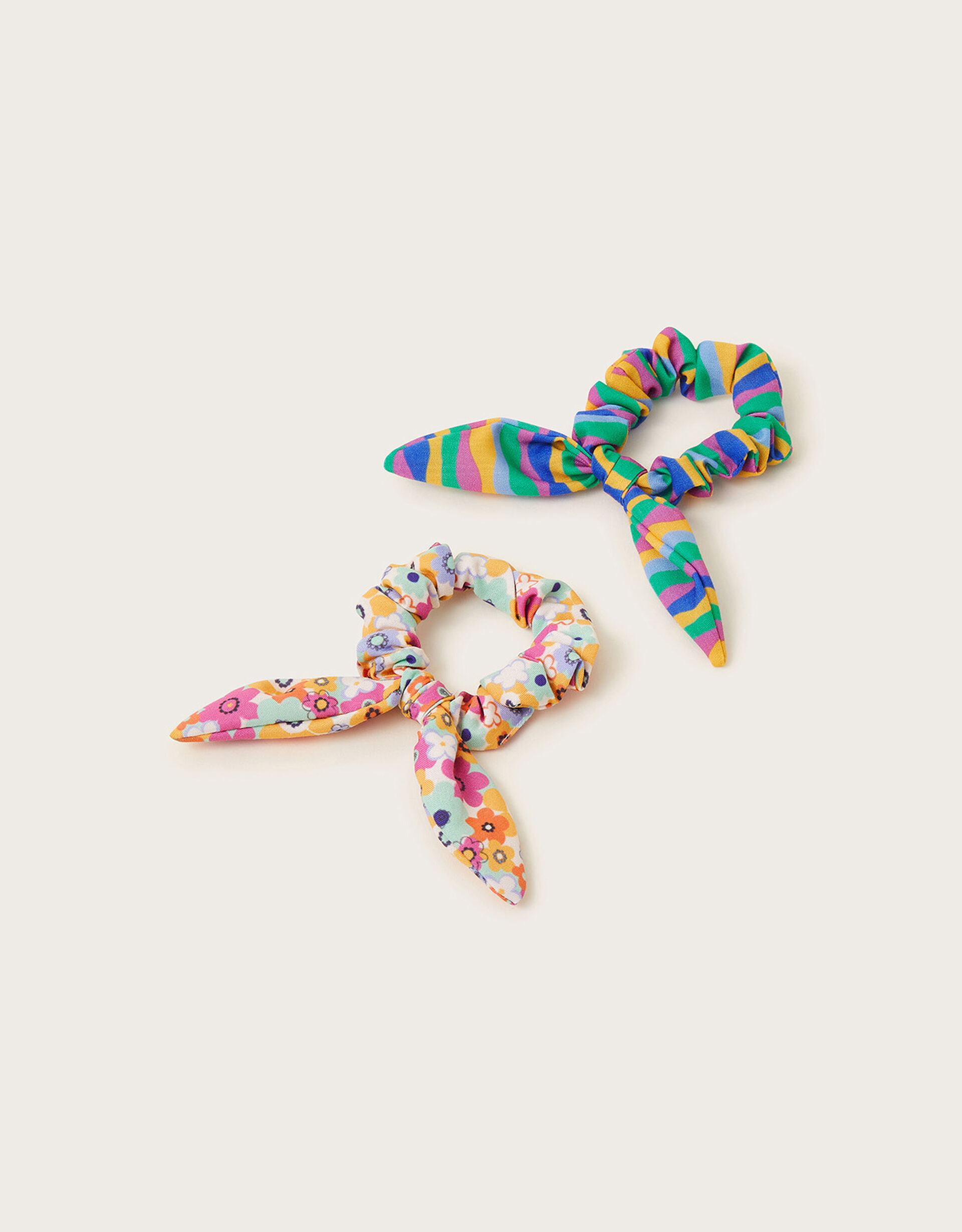 2-Pack Print Bow Scrunchies | Accessories | Monsoon UK.