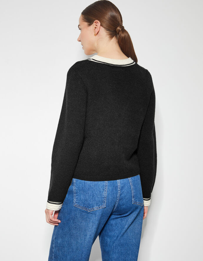 Pia Contrast Trim Cardigan Black