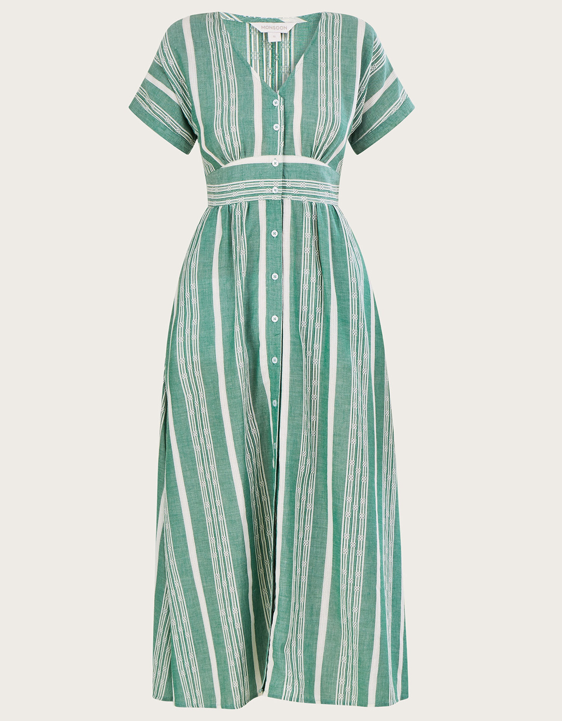 Stripe Fabric Dress in Sustainable Cotton Green
