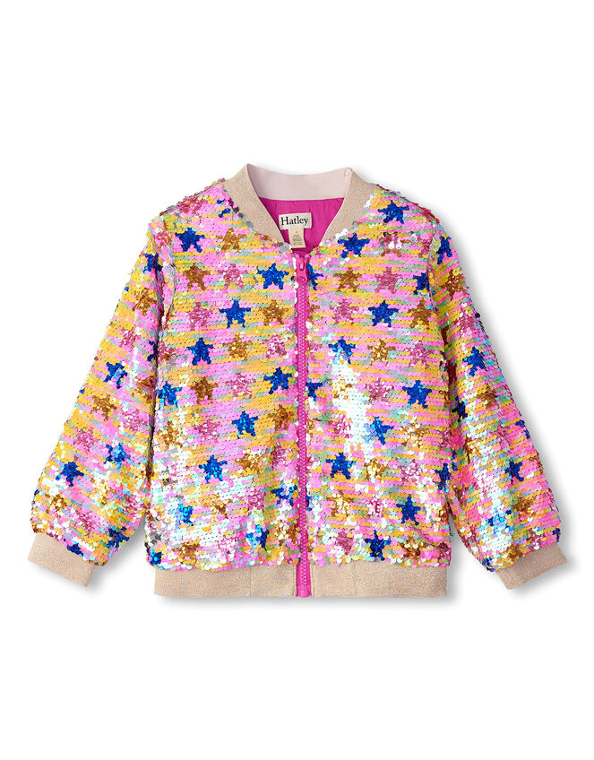 Hatley Star Sequin Bomber Jacket Pink