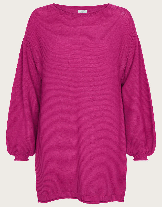 Rib Slash Neck Tunic in Linen Blend Pink