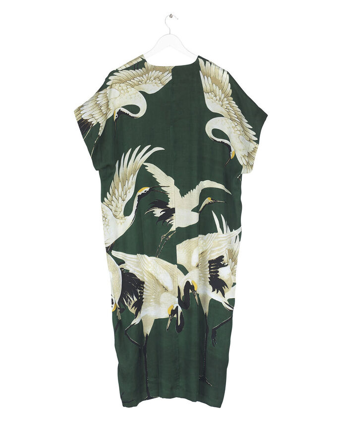 One Hundred Stars Stork Print Dress Green