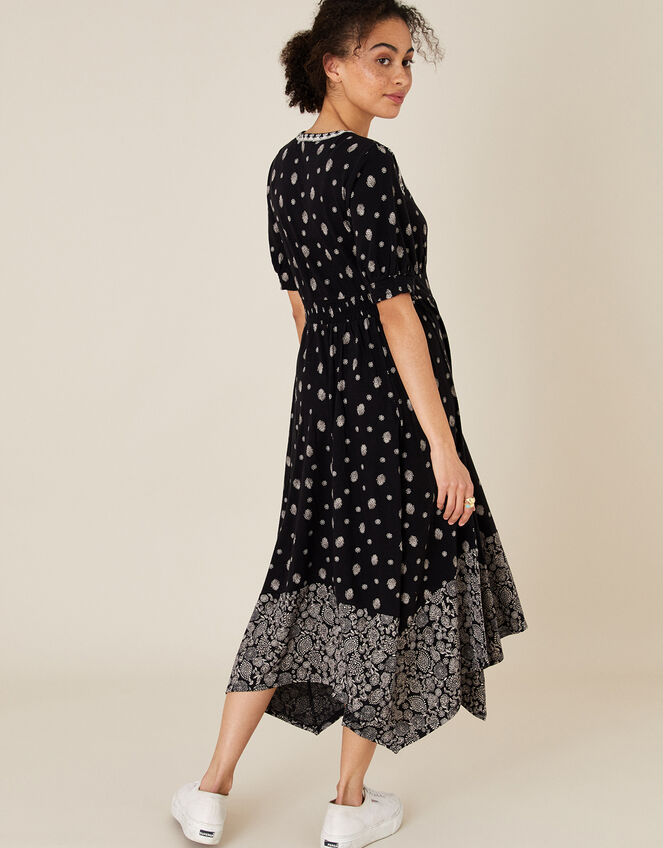 Alianna Heritage Print Hanky Hem Dress Black
