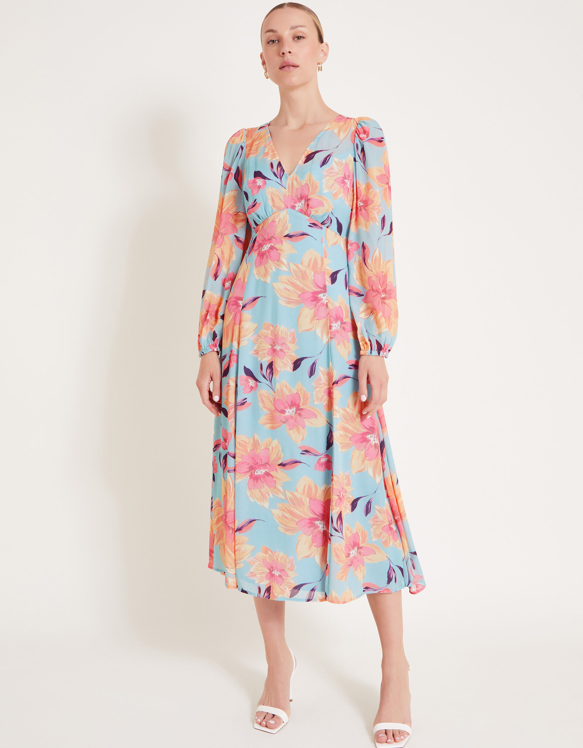 Lilith Floral Print Dress Blue | Evening Dresses | Monsoon UK.