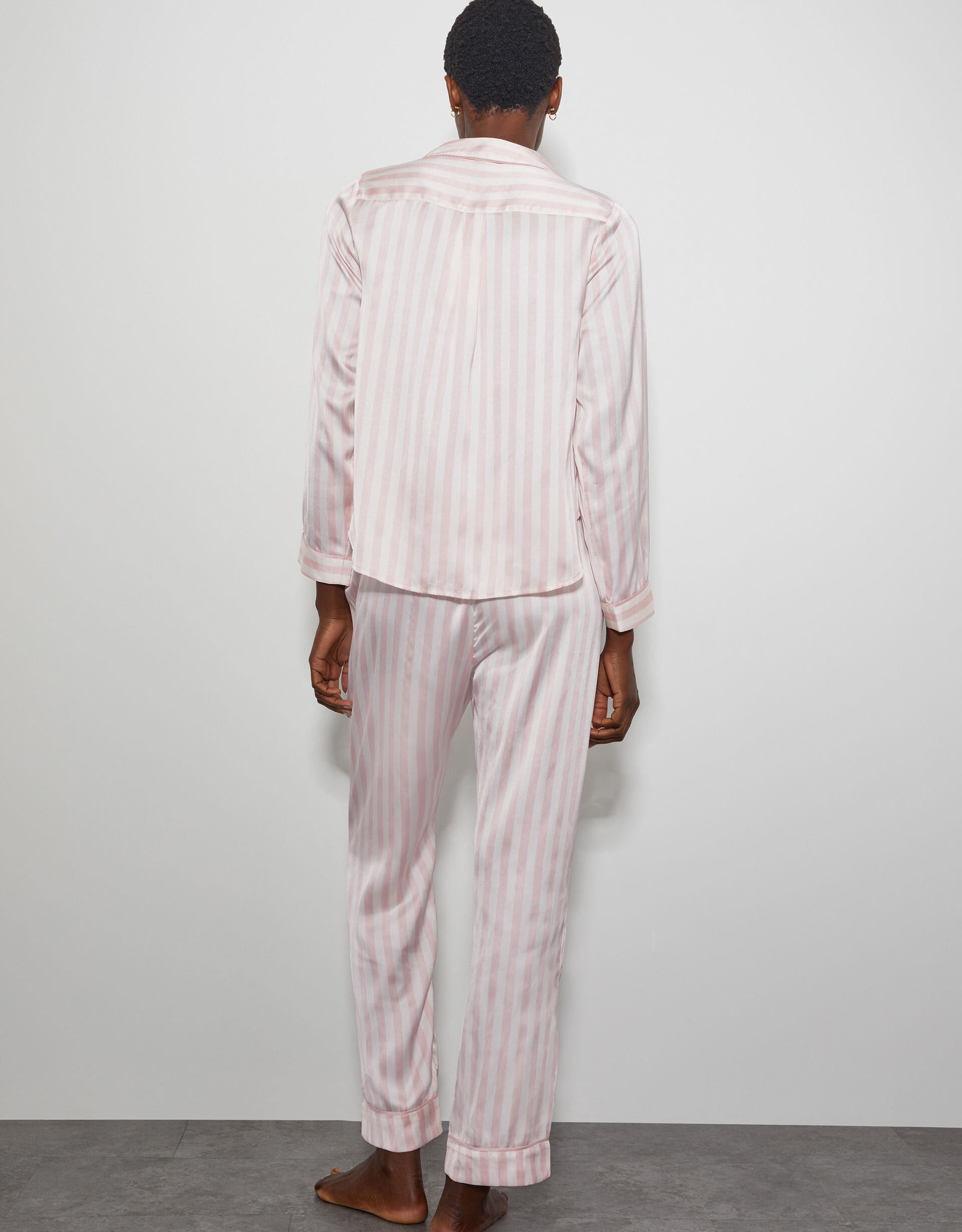 Molly Embroidered Stripe Pyjama Set Pink | Pyjamas | Monsoon UK.