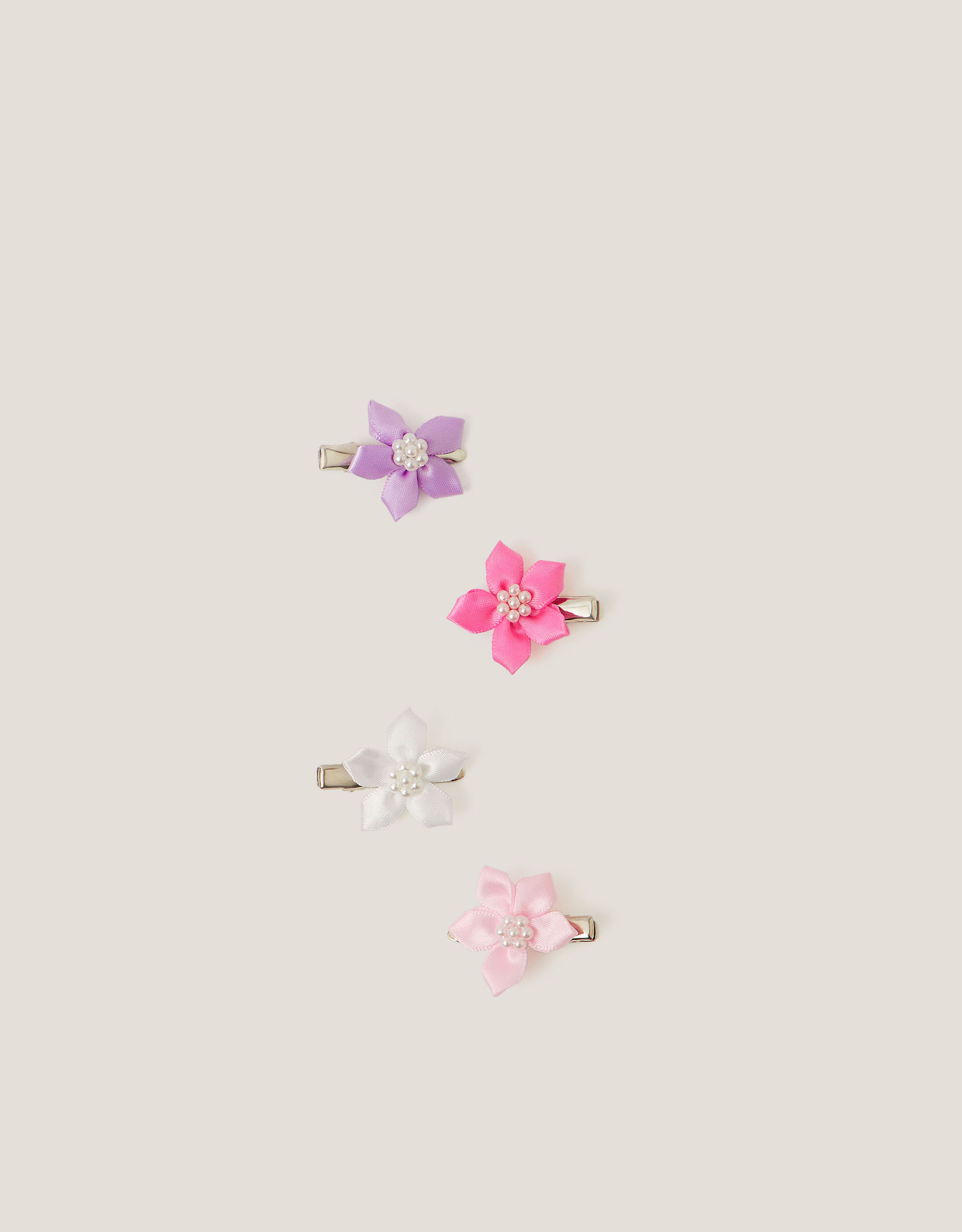 4-Pack Mini Satin Flower Hair Clips | Accessories | Monsoon UK.