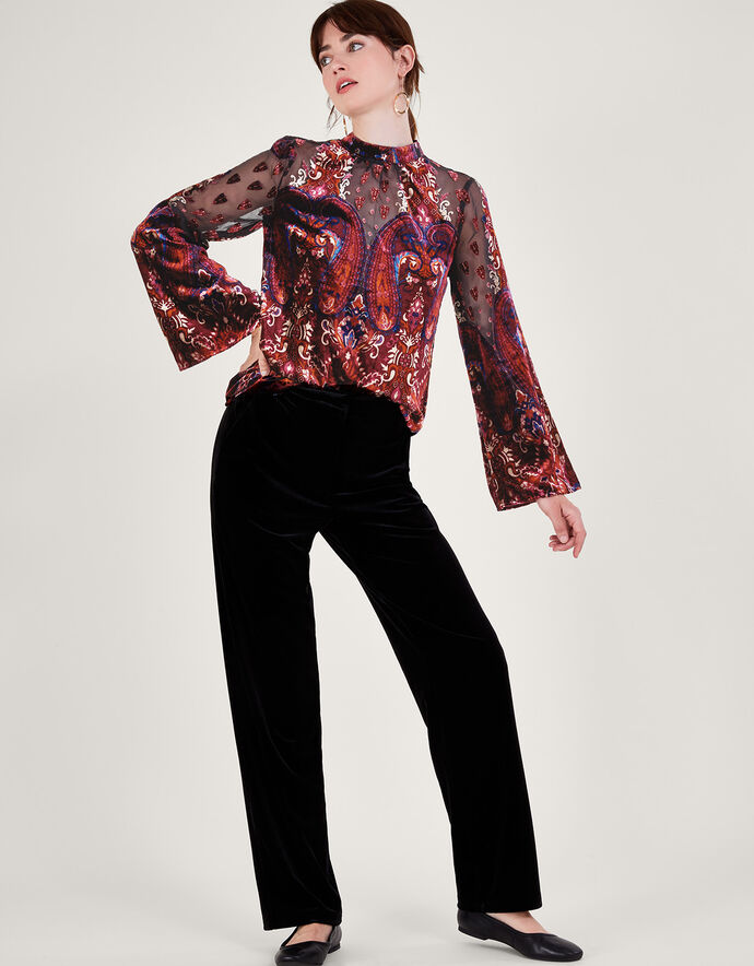 Peri Paisley Devore Top Black