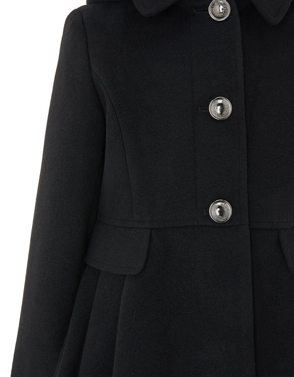 Skirted Coat with Hood Black