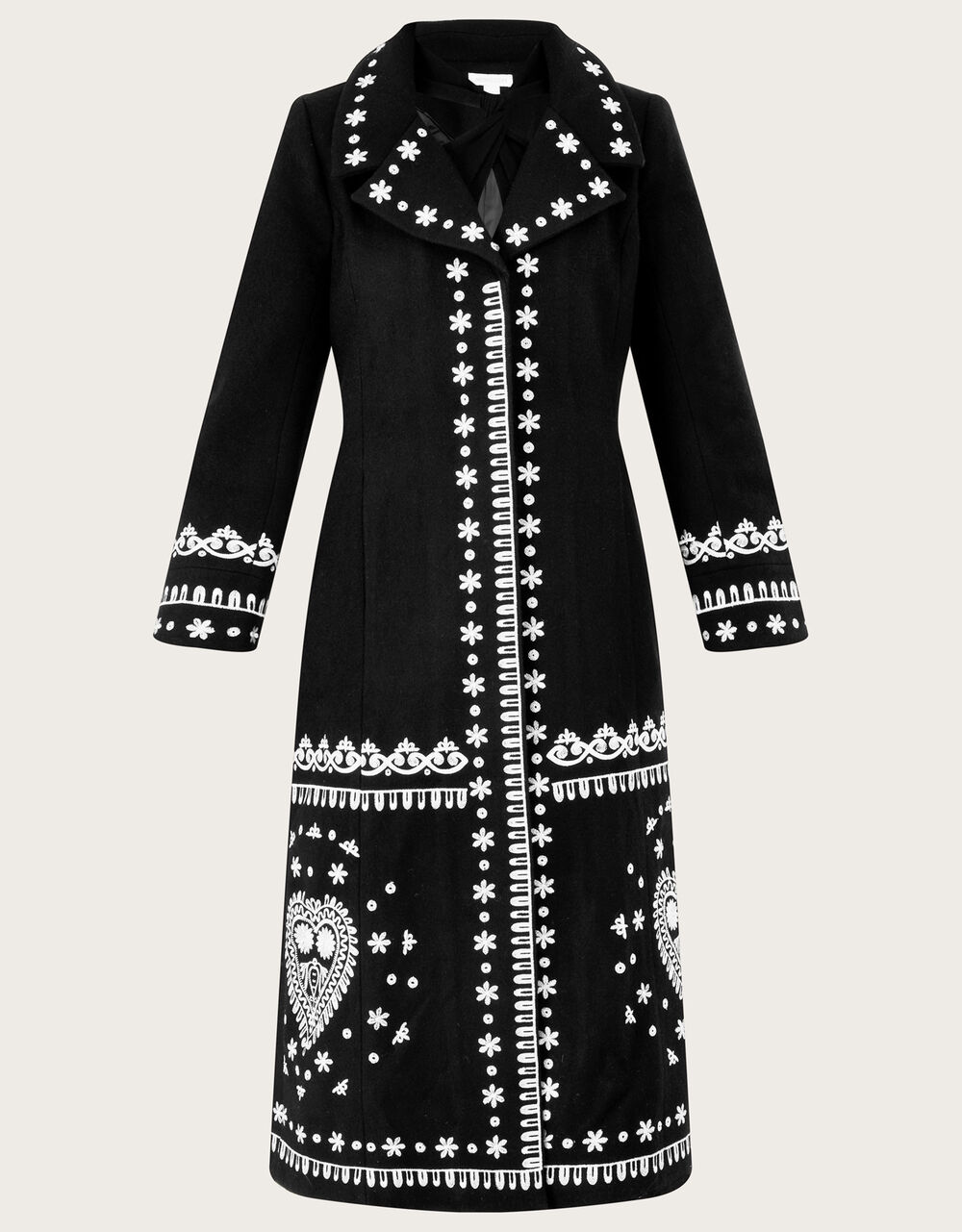 Cassandra Embroidered Coat Black
