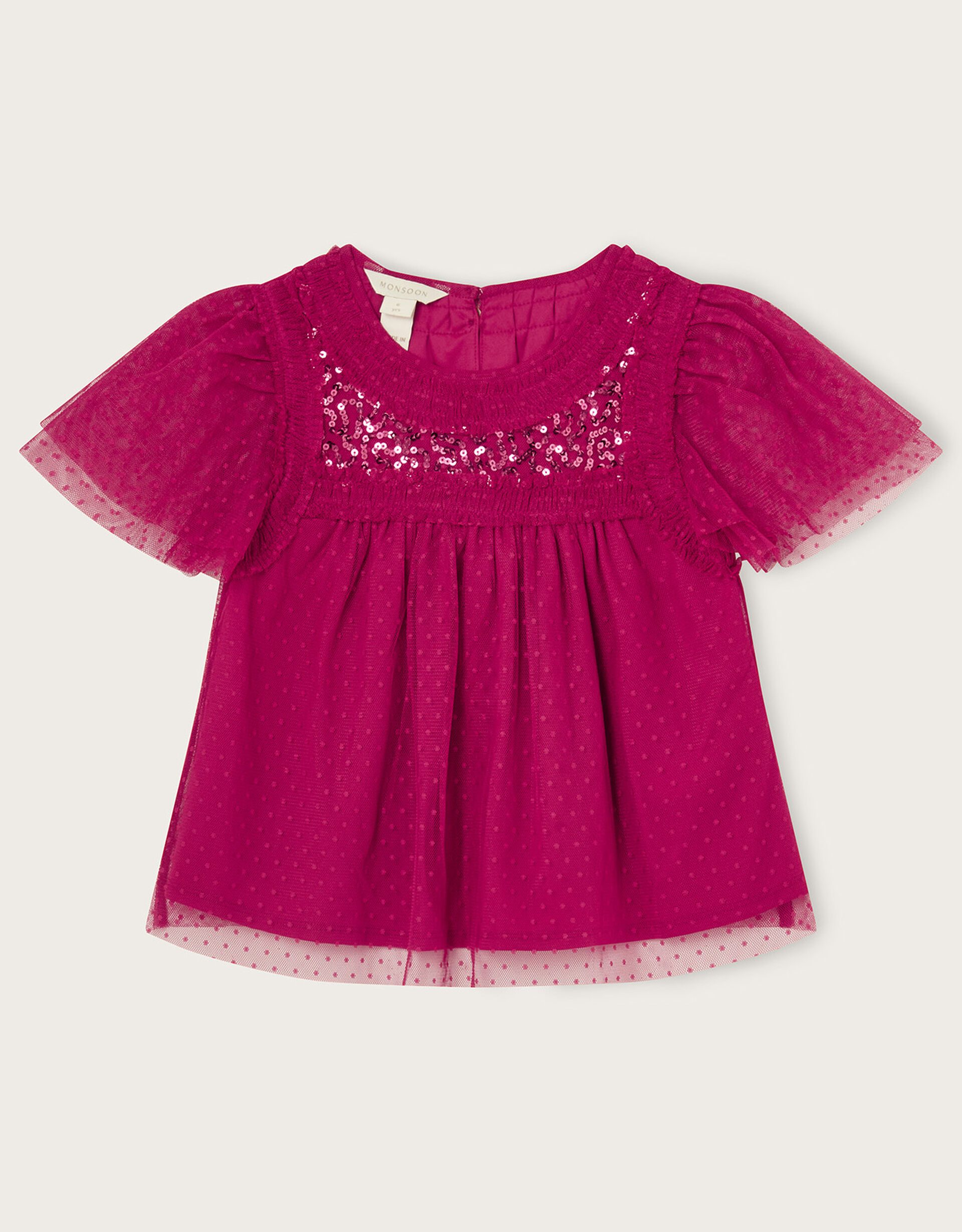 Party Sequin Embellished Top Pink | Girls' Tops & T-shirts | Monsoon UK.