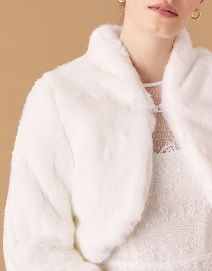 Maria Faux Fur Bridal Jacket Ivory | Women's Jackets | Monsoon UK.