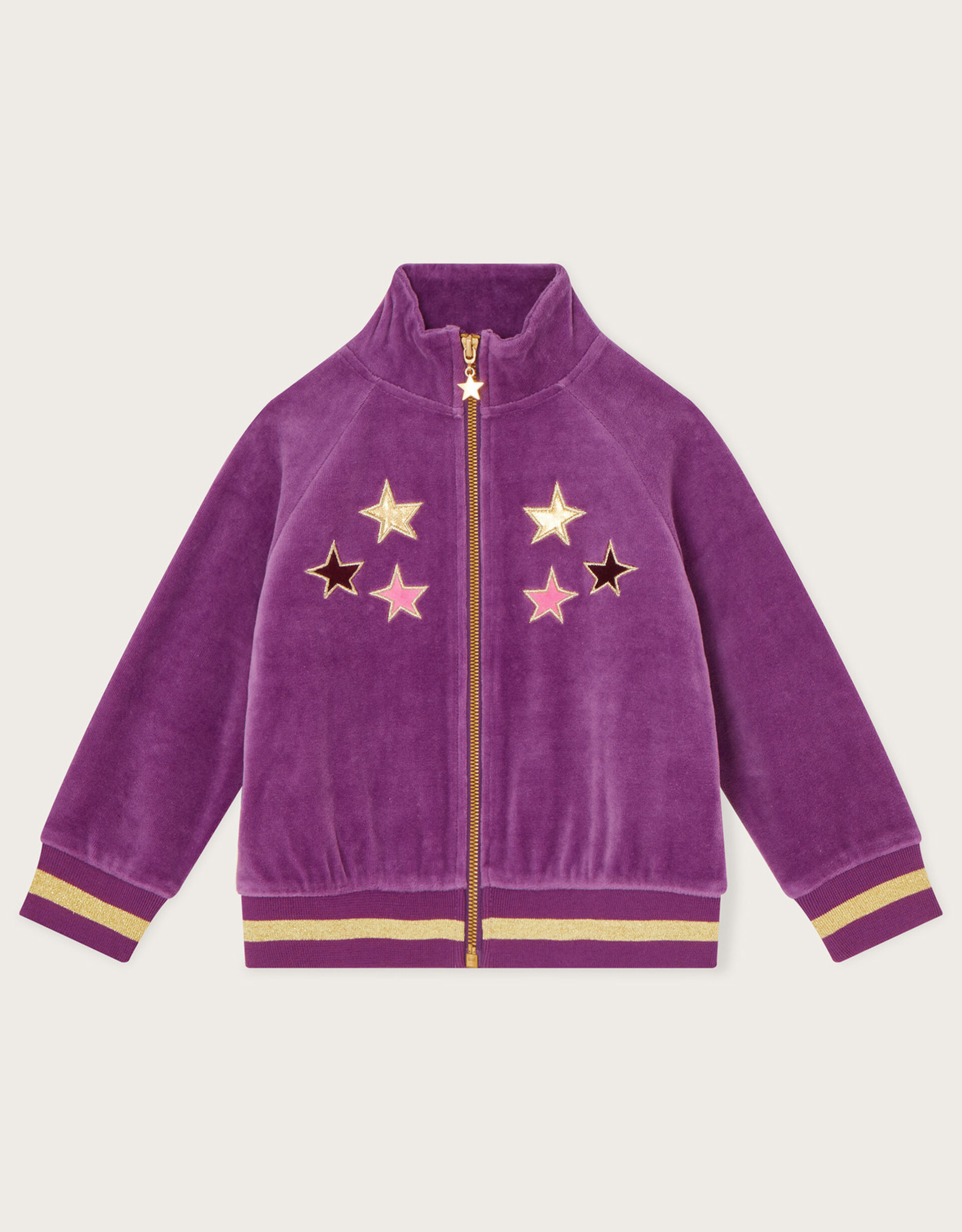 Cosmic Velour Zip Bomber Jacket Purple | Girls' Coats & Jackets ...