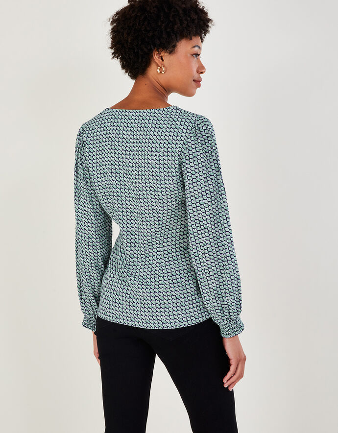 Signy Geometric Print Blouse Green