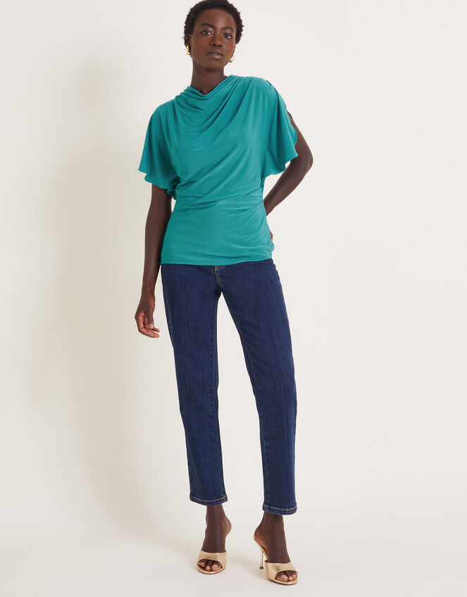 Deb Drape Jersey Top Teal | Tops & T-shirts | Monsoon UK.