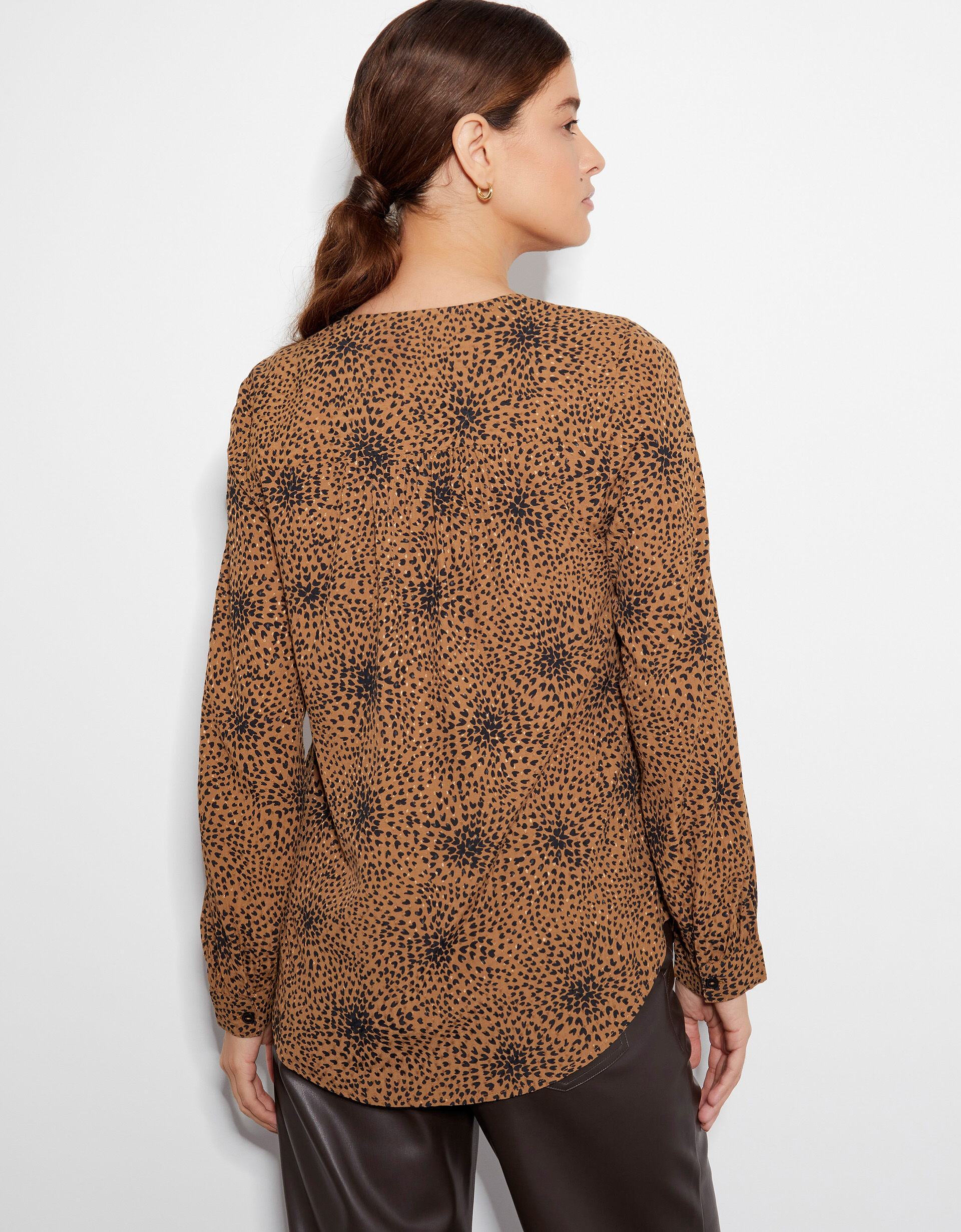 Nala Abstract Print Blouse Tan