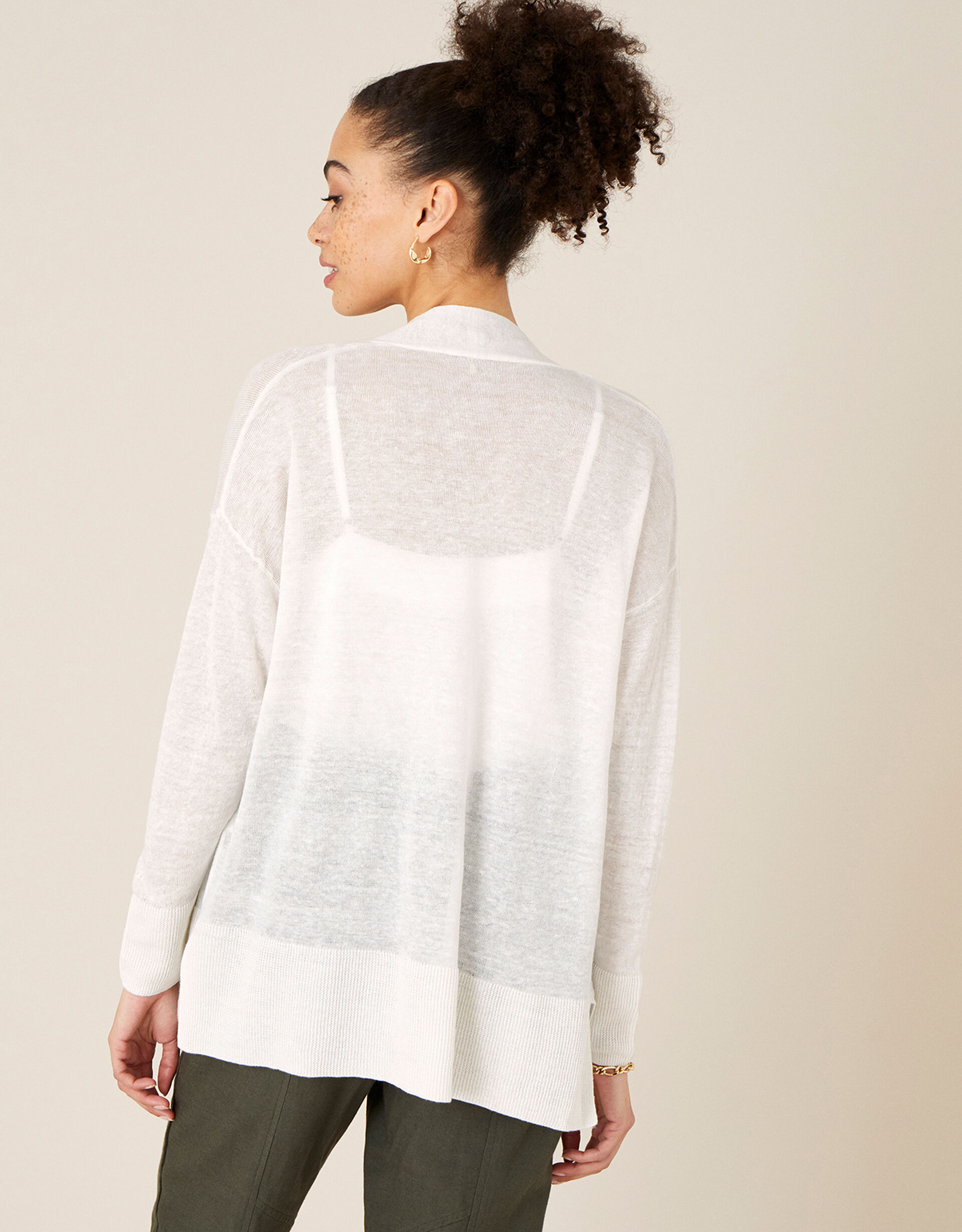Lily Pocket Cardigan in Pure Linen Ivory | Cardigans | Monsoon UK.