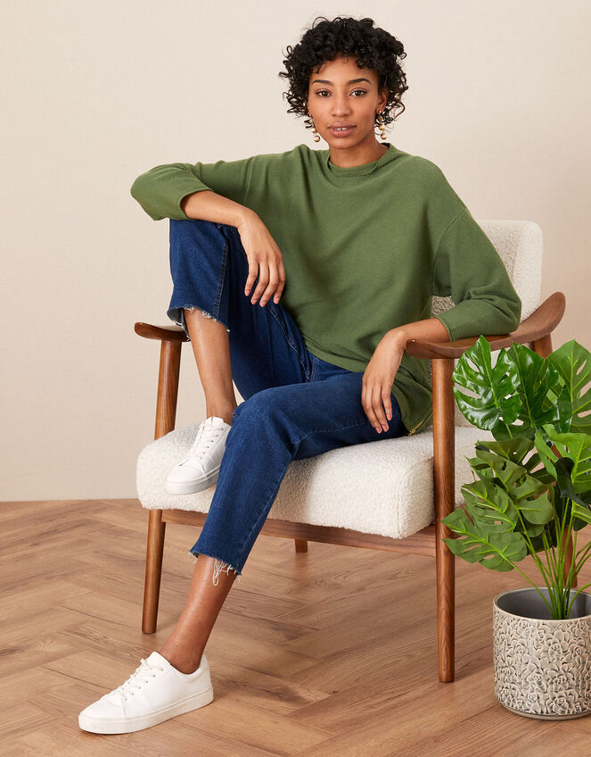 Ottoman Rib Jumper Green