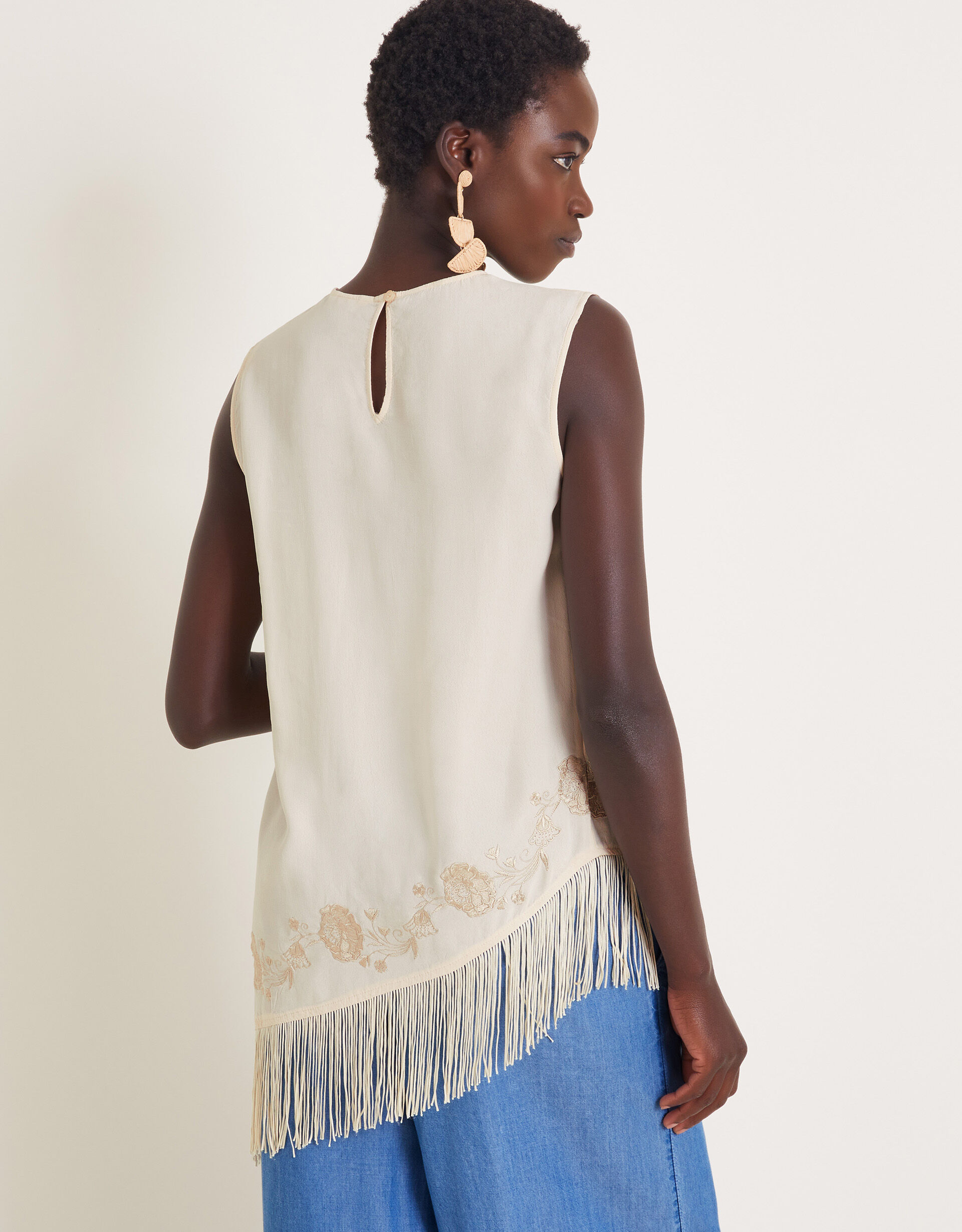 Erin Fringe Tank Top Ivory | Vests, Camisoles And Sleeveless Tops ...