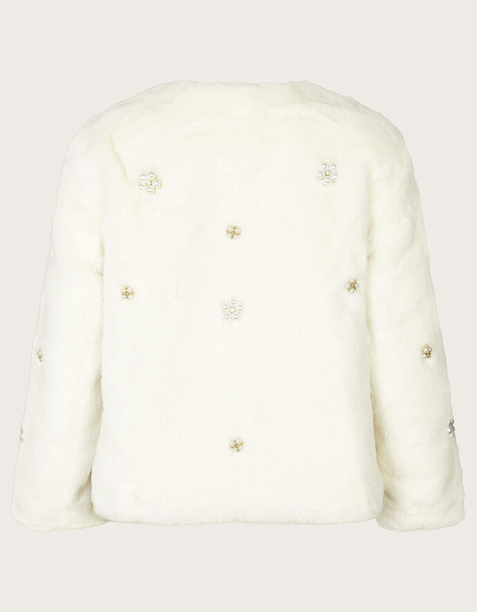 Faux Fur Embellished Jacket Ivory | Girls' Coats & Jackets | Monsoon UK.