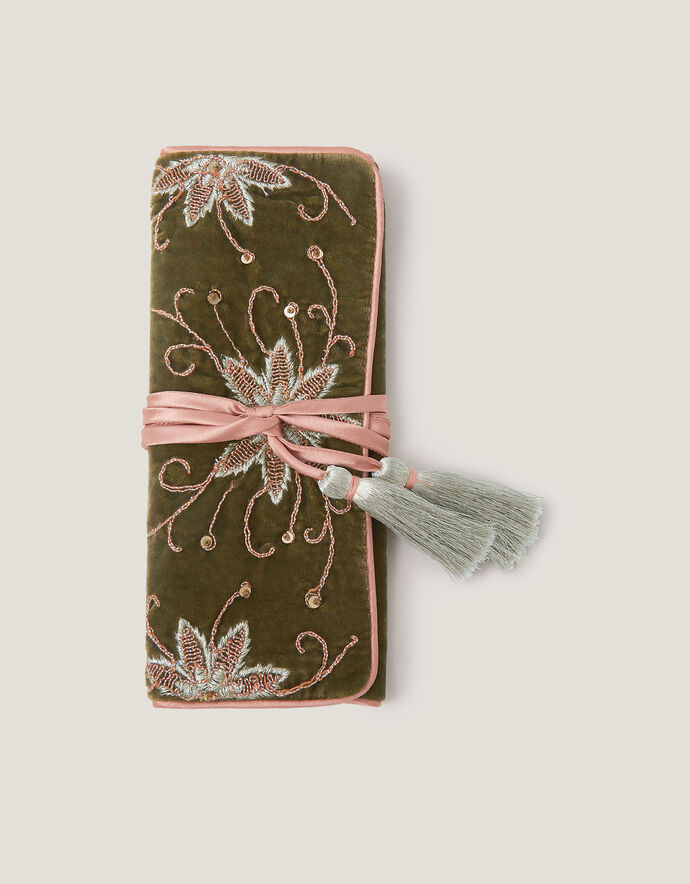 Floral Embroidered Velvet Jewellery Storage Roll | Bags & Purses ...