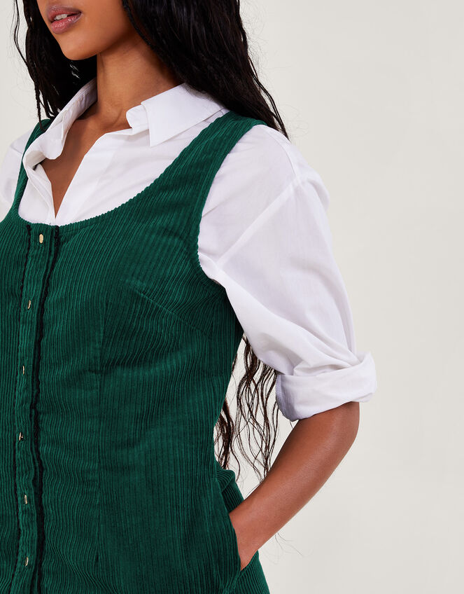 Jumbo Cord Pinafore Dress Green
