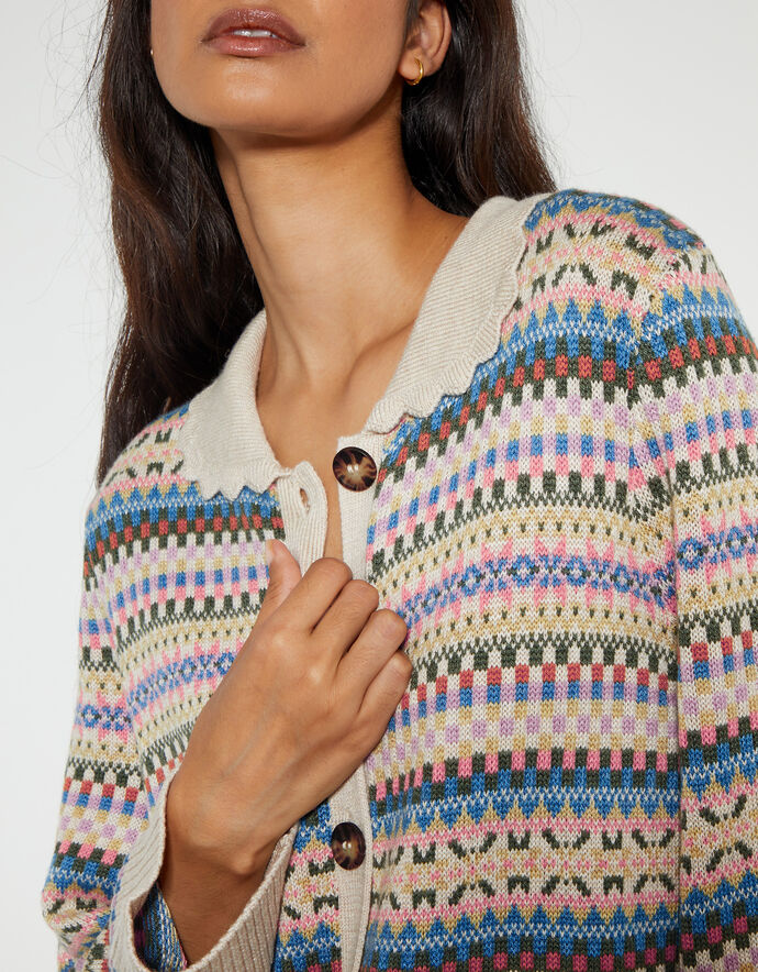 Fawn Fair Isle Collar Cardigan Natural | Cardigans | Monsoon UK.