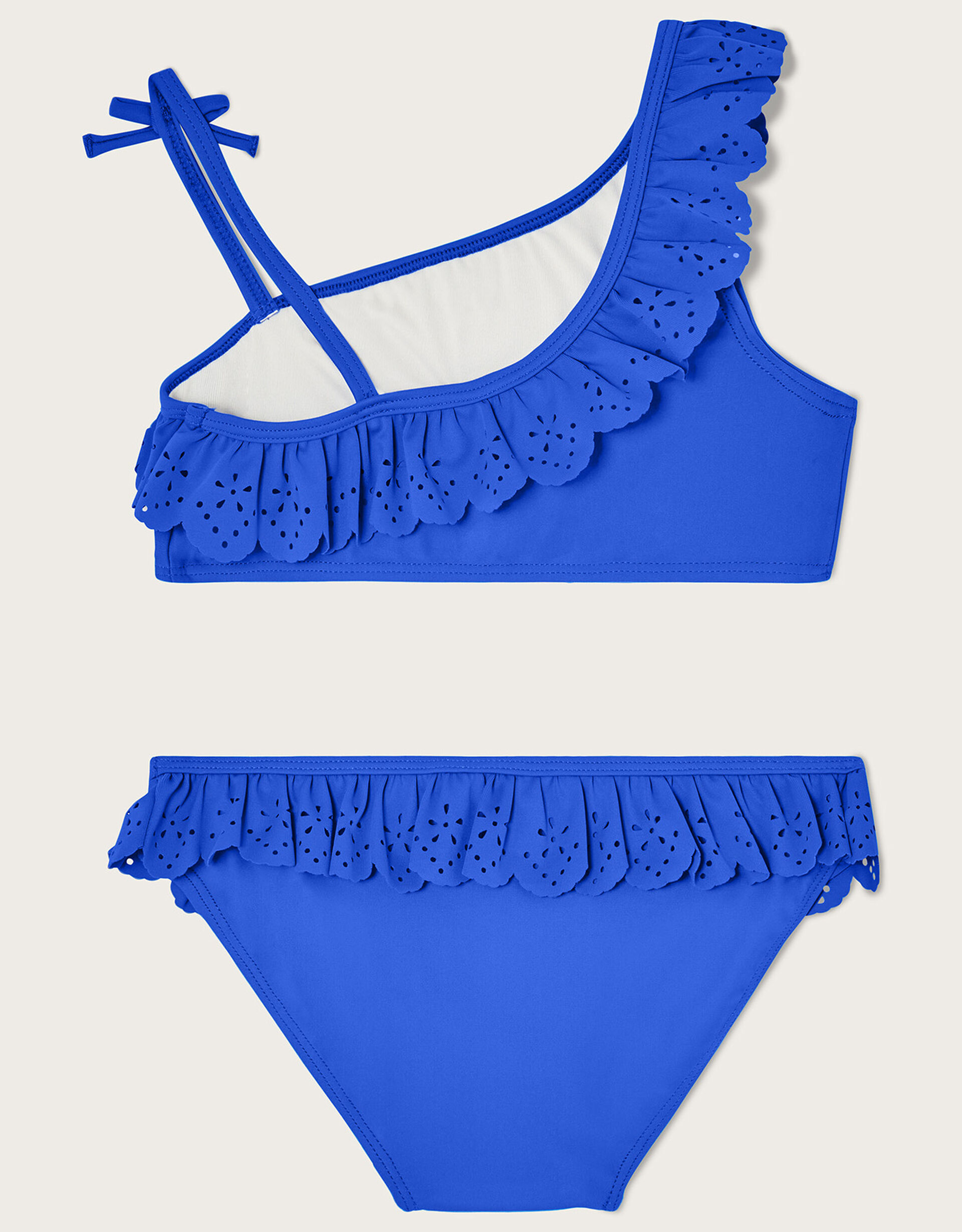 Laser Cut Frill Bikini Set Blue