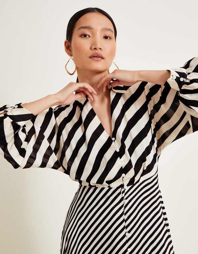 Sofia Stripe Dress Black