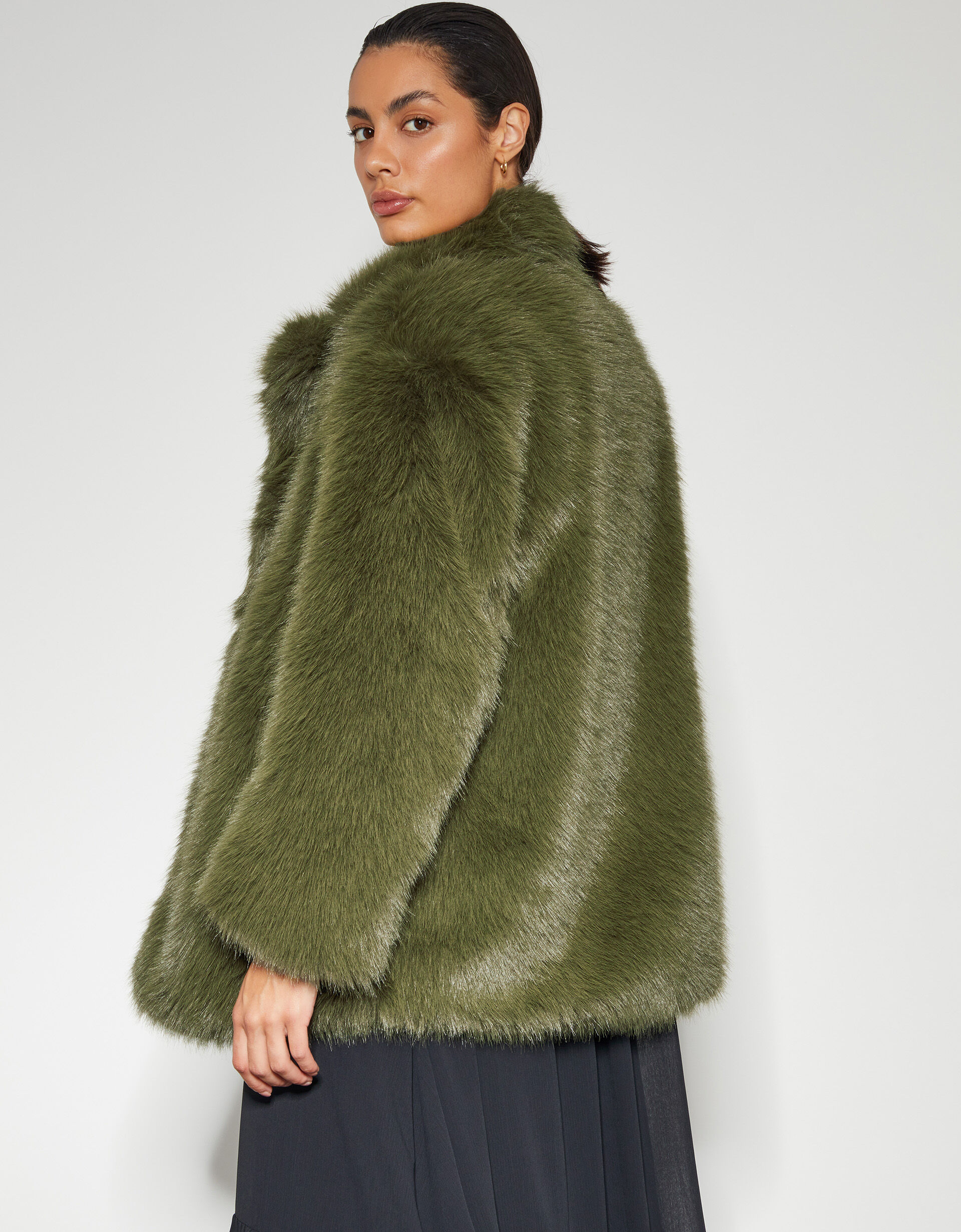Felixa Faux Fur Coat Green | Women's Coats | Monsoon UK.