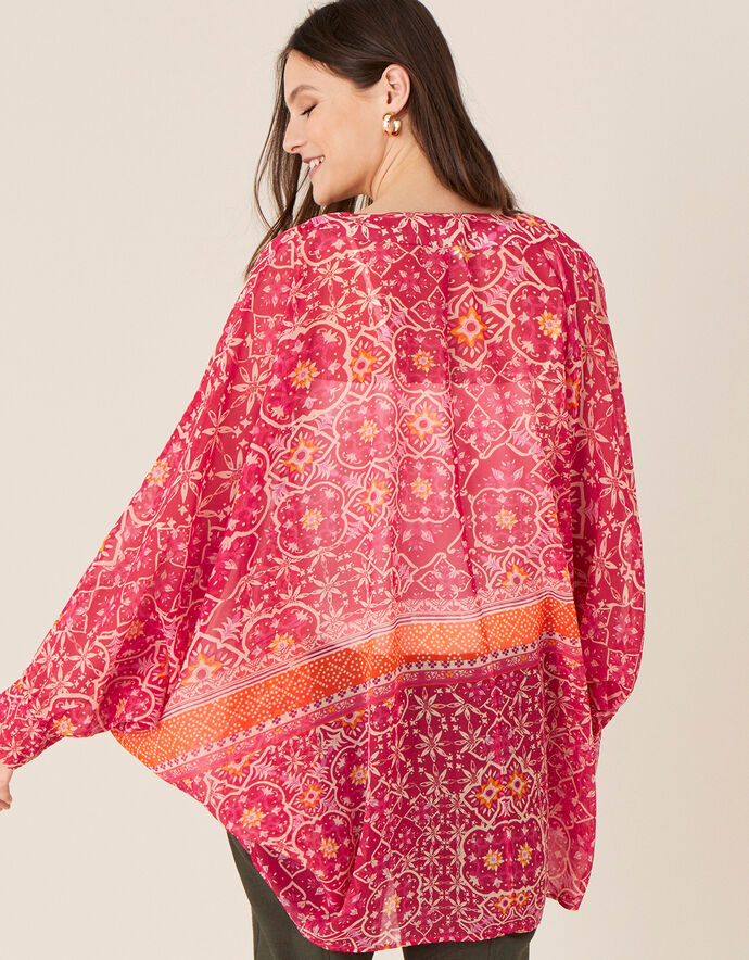 Border Print Cocoon Cover-Up
