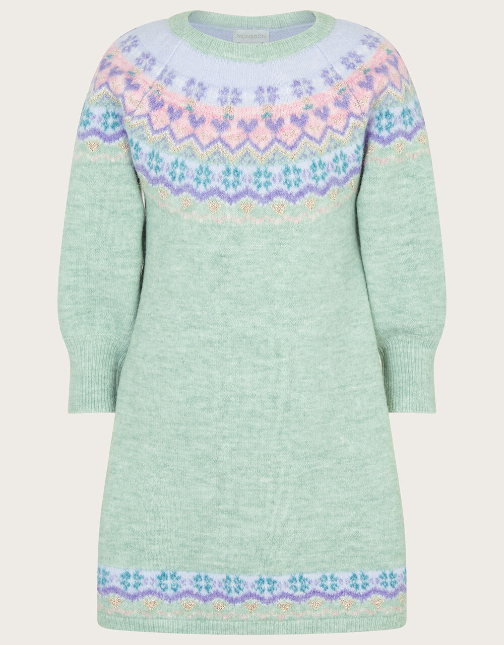 Fair Isle Knit Dress Green | Girls' Dresses | Monsoon UK.