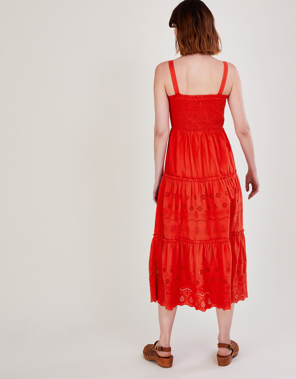 Plain Schiffli Wide Strap Sun Dress Red | Day Dresses | Monsoon UK.
