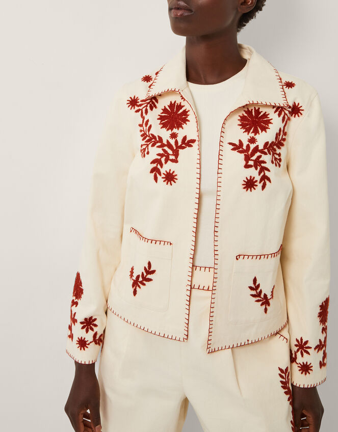 Emilia Floral Embroidered Jacket Ivory | Women's Jackets | Monsoon UK.