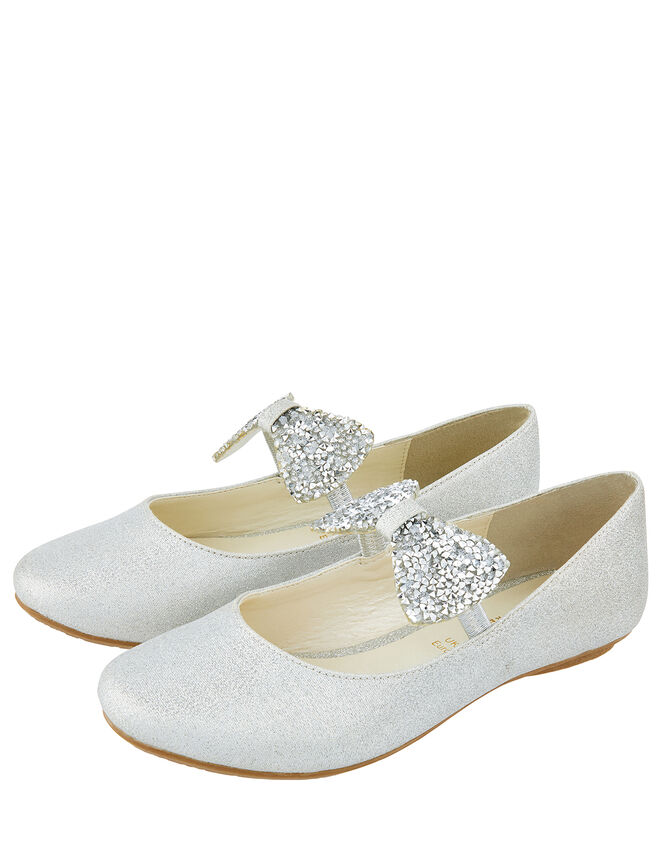 Everly Dazzle Bow Glitter Shoes Silver