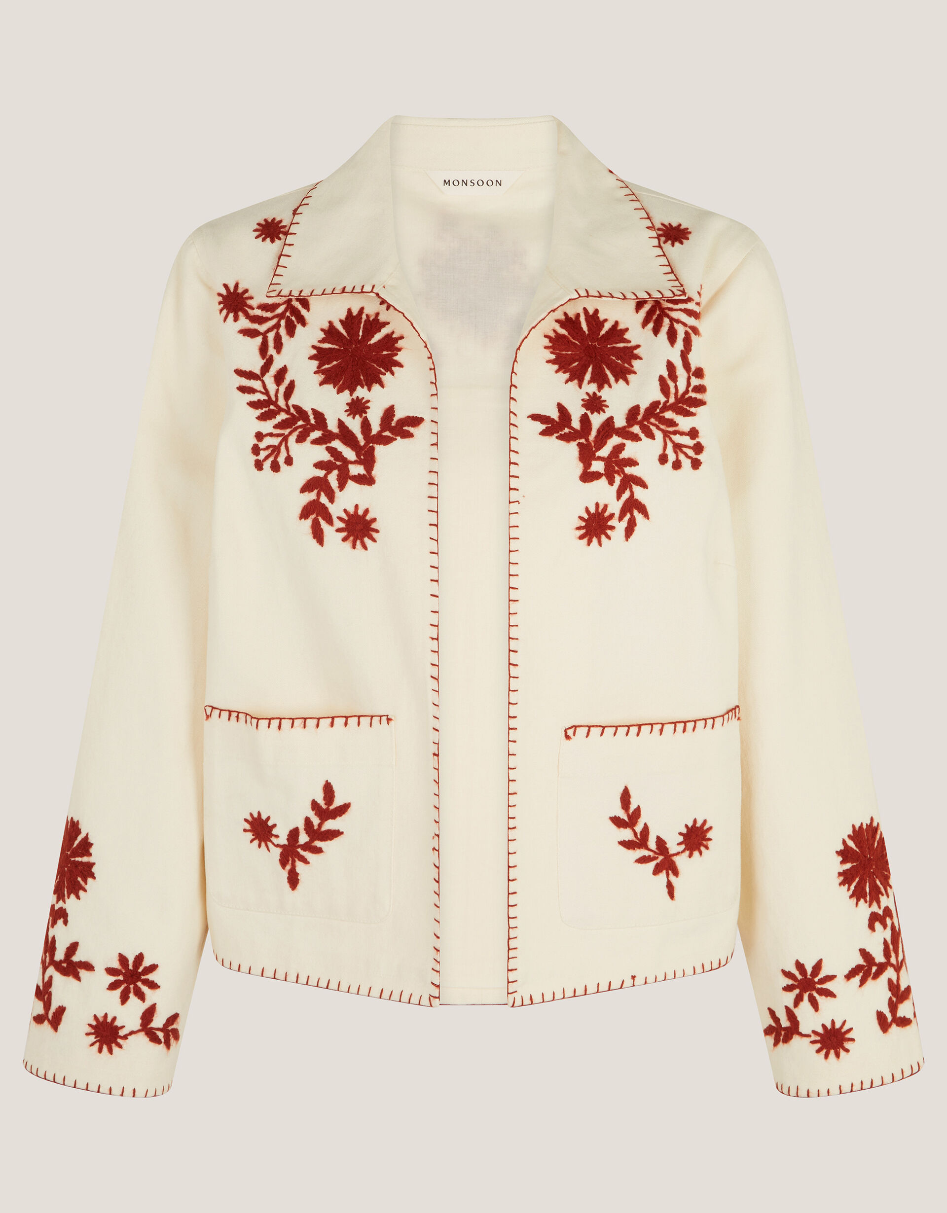 Emilia Floral Embroidered Jacket Ivory | Women's Jackets | Monsoon UK.