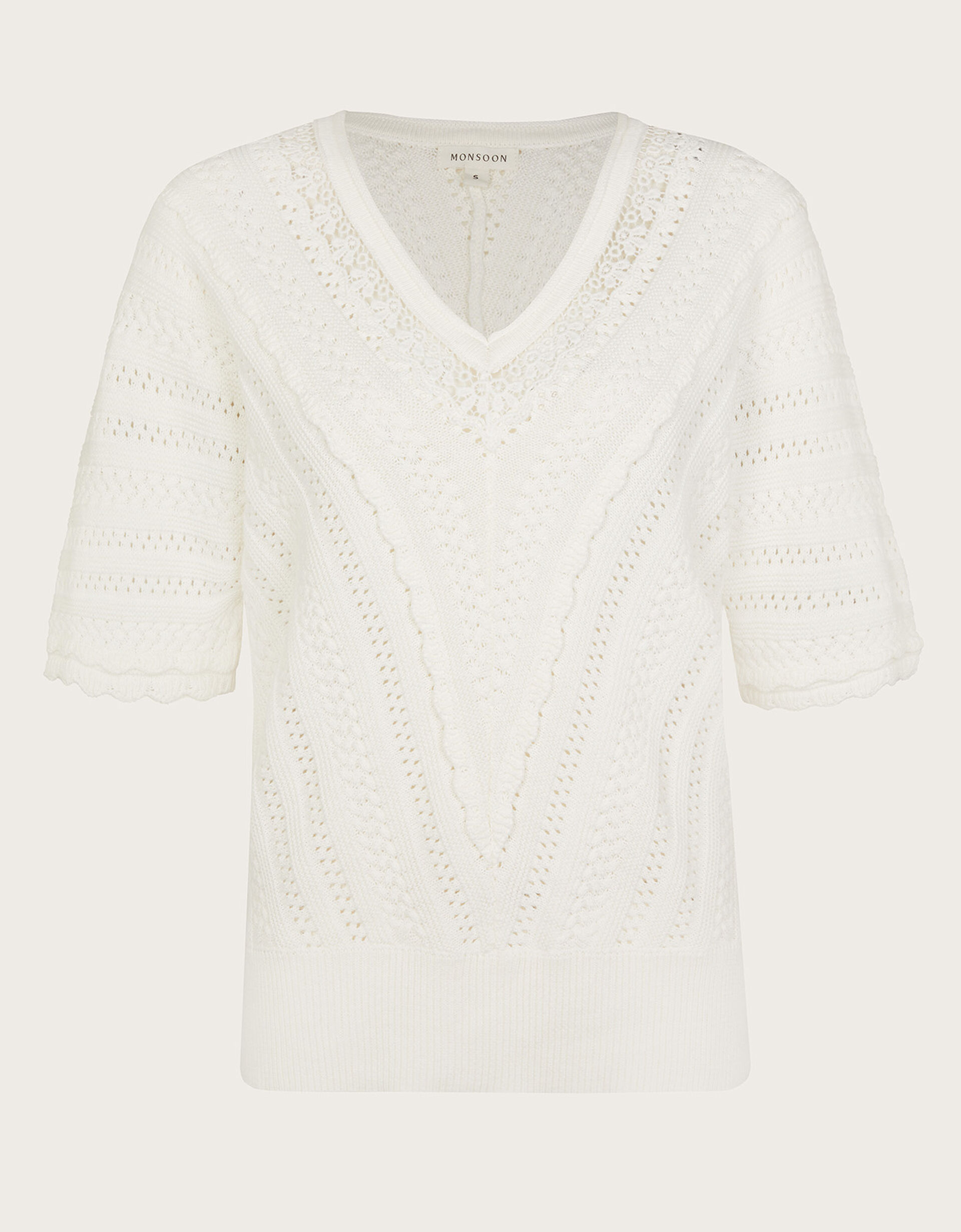 Lulu Short Sleeve Jumper Ivory | Knitwear | Monsoon UK.