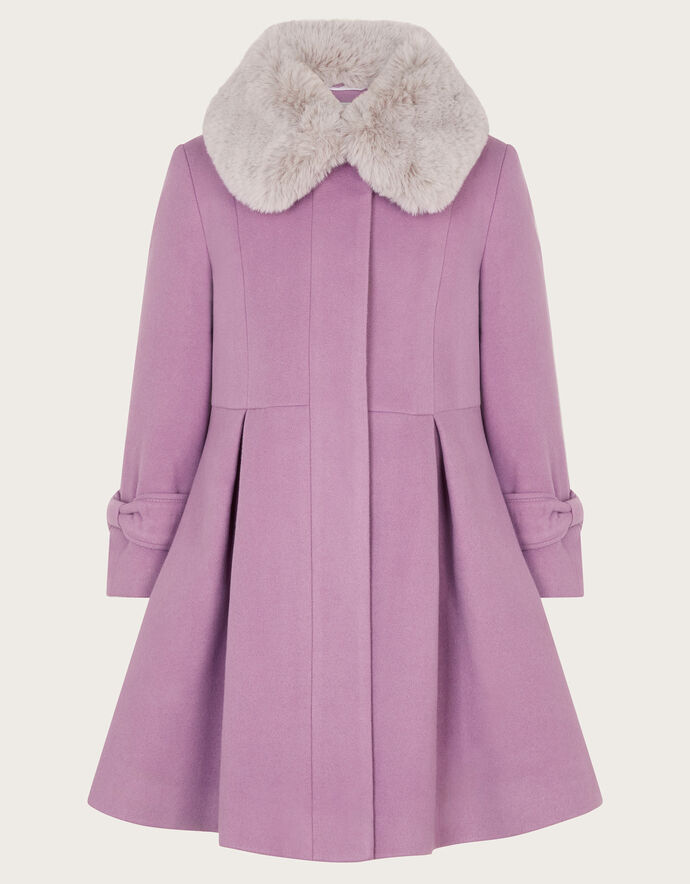 Faux Fur Collar Trim Coat | Girls' Coats & Jackets | Monsoon UK.